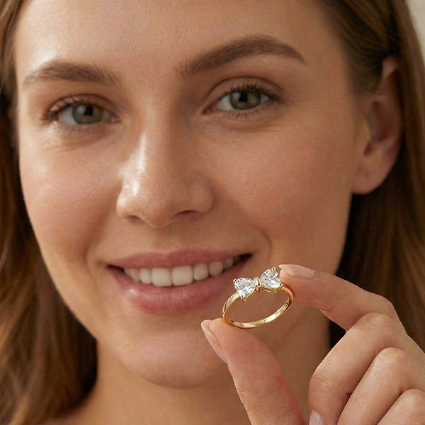 Double-Diamond Bowknot Ring (Sweet-Cool Light Luxury Style Series) – wntutx
