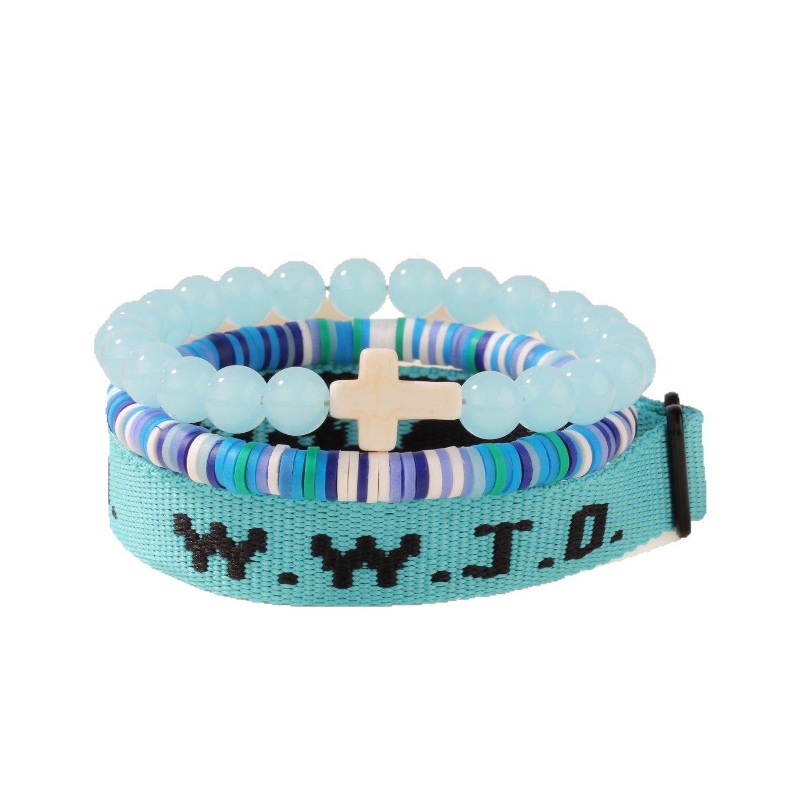 WWJD Series Cross Beaded Webbing Bracelet Set – wntutx